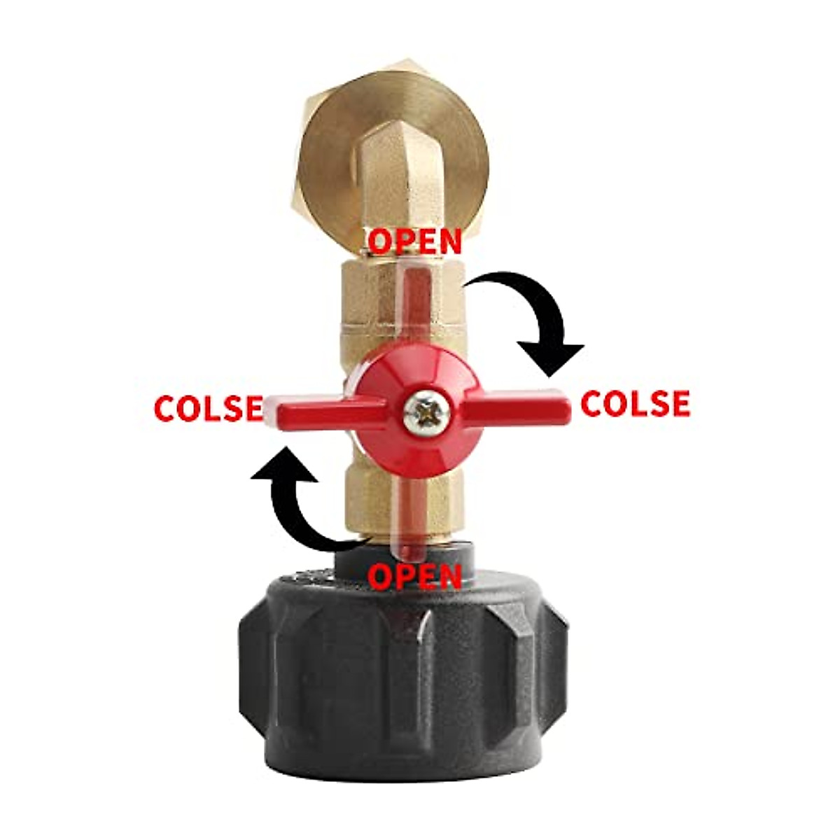 Flameweld Propane Refill Elbow Adapter - Fits QCC1/Type1 Gas Cylinder Tank Coupler, 90 Degrees Propane Refill Pressure Adapter with ON-Off Control Valve, Solid Brass