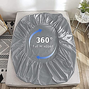 Bedecor Queen Fitted Sheet Only,21 inch Extra Deep Pocket Gray Bottom Bed Sheet, Soft Breathable,Stay in Place,for Pillow Top Mattress Thick Mattress