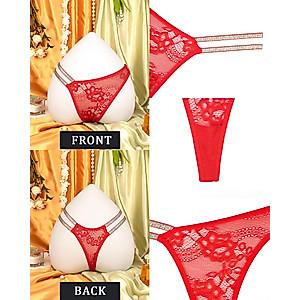 Banamic Women's Glitter Underwear Lace Sexy Breathable Underwear Panties