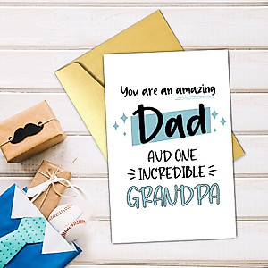 Qiliji Father's Day Card for Grandpa, Happy Father's Day Card from Kid, Grandpa Birthday Card, You Are An Amazing Dad And One Incredible Grandpa