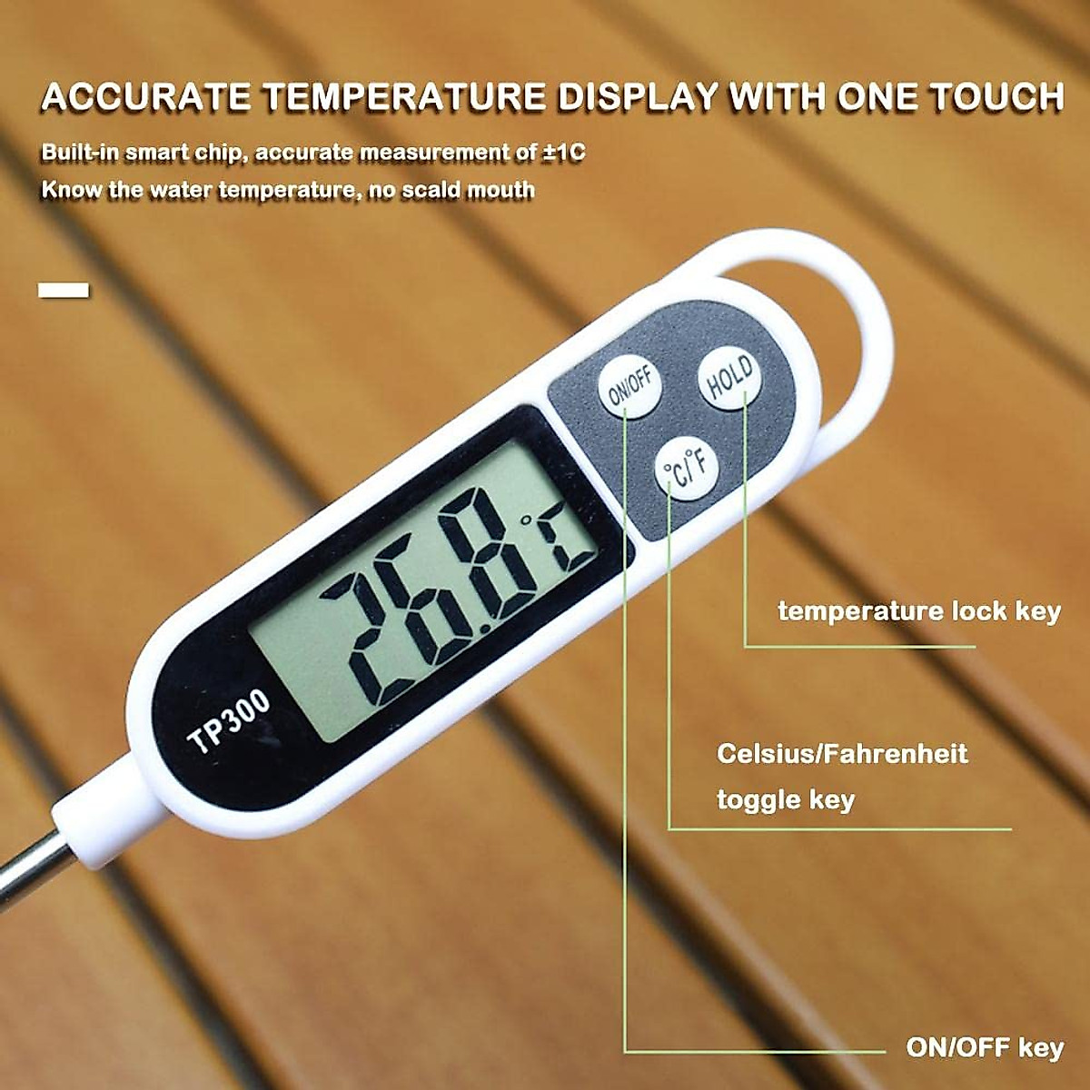 Digital Meat Thermometer for Cooking,Digital Instant Read Food Thermometer with Long Probe for Grilling Smoker BBQ Kitchen Cooking Candy Thermometer