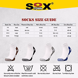 SOX TOWN Moisture Wicking Performance Work Boots Heavy Cushion Low Cut Socks Men 10 Pack(White XL)13-15