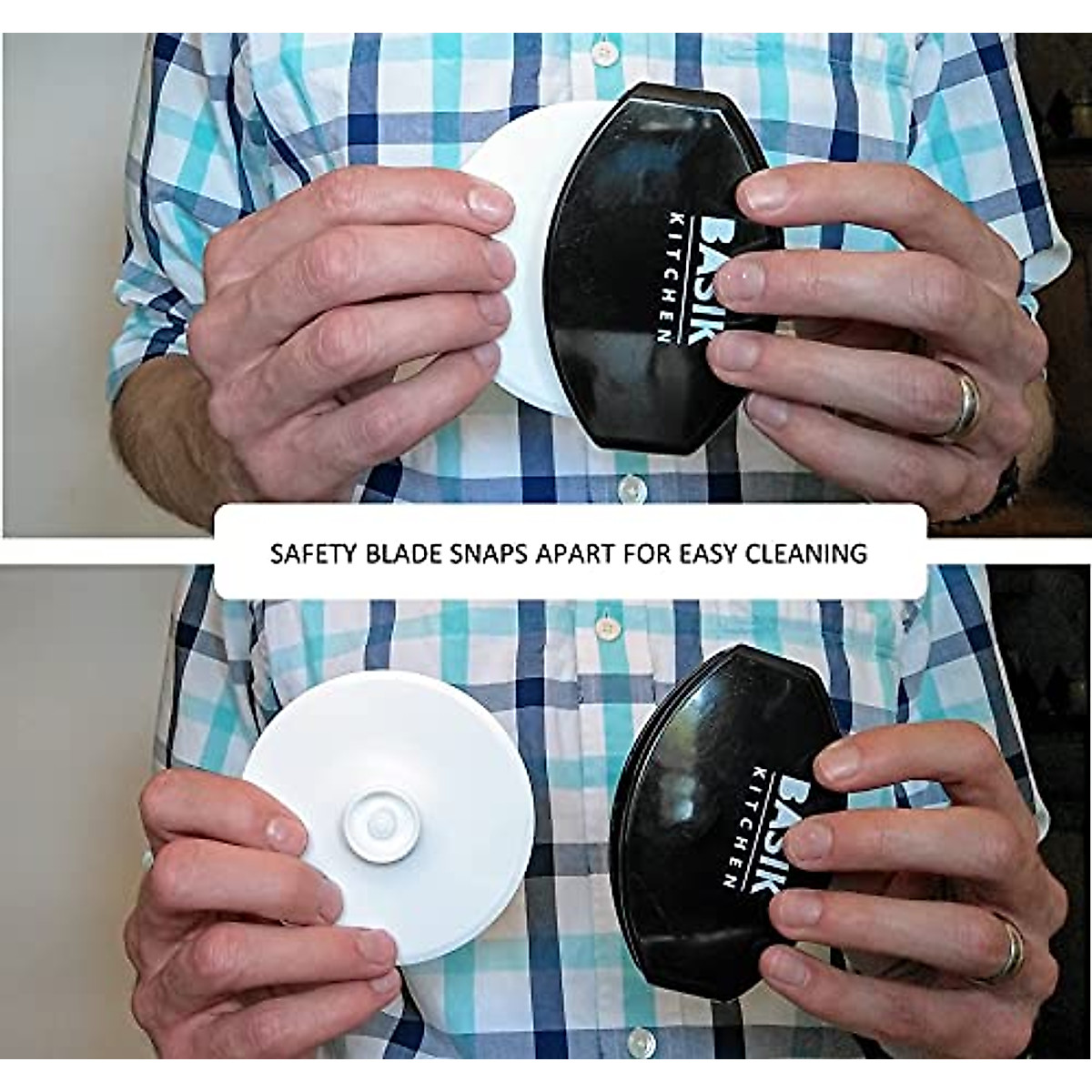 Basik Kitchen Safety Slicer - Snap-Apart Pizza Cutter/Kitchen Slicer - Dishwasher Safe