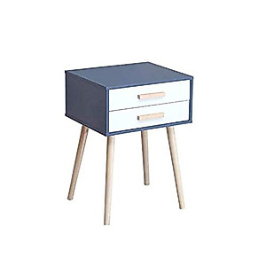 Side Table Bedside Table,Wood Nightstand Unit White 1/2-Drawer Modern Cabinet Chest of Drawers End Side Table with Solid Wood Legs Easy Assemble