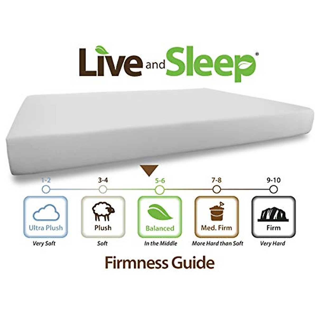 Live & Sleep Classic 12-Inch Memory Foam Mattress - Cool Bed in a Box, Medium Plush - CertiPUR Certified - Trailer, Camper, Truck, Motor-Home RV Short Queen Size