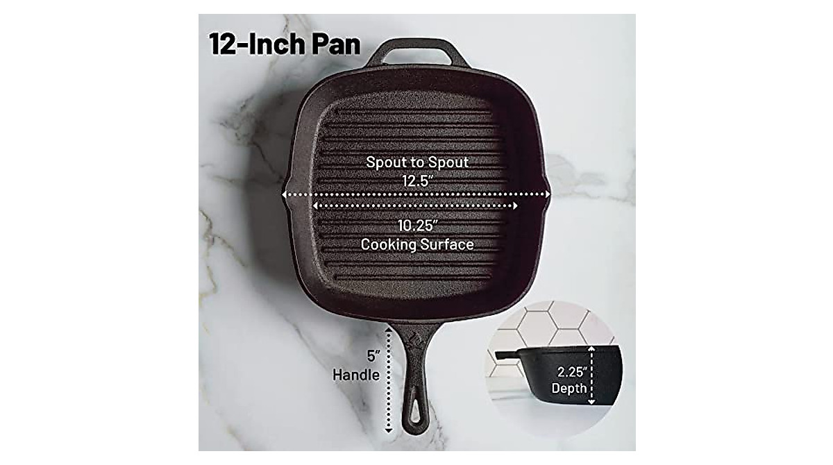 Backcountry Iron 12" Grill Pan - Pre-Seasoned Excellence