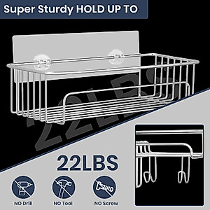 COSYLAND 2-Pack SUS304 Stainless Stee1 Adhesive Shower Caddy Hanging Basket Shelf, Rustproof Bathroom Shower Racks Bathroom Organizer in Shower (Chrome)