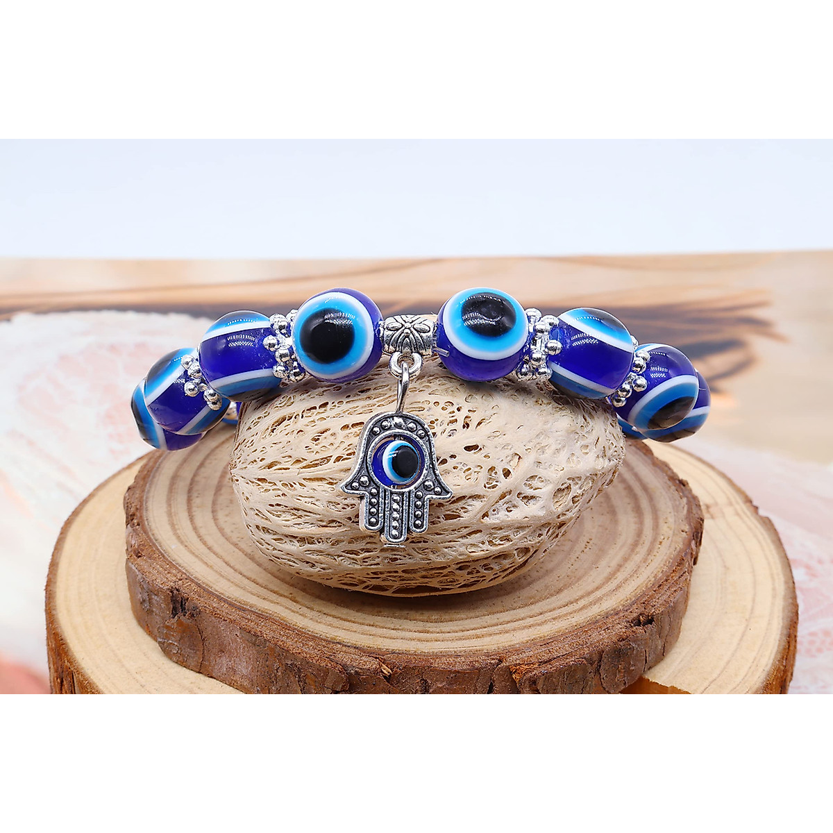 ZZ ZINFANDEL Evil Eye Bracelet Blue Turkish Lucky Fatima Evil Eye Bracelet for Women Men for Protection and Blessing(A-3PCS)