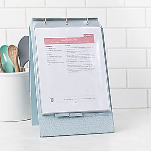 PPP Home Easel 10 Blue Mylar Tabs | Built-in Magnetic Closure | 3 Ring with 30 Heavyweight Sheet Protectors | Hardcover with Matte Lamination Finish | Recipe Book Holder | 10"x14" Size