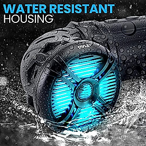 Pyle Marine ATV Powered Speakers - 4.0 Wireless Bluetooth, 800 Watt, Color Changing LED Lights, IP44 Waterproof, 6.5“ Dual Audio Sound System for UTV, Golf Carts, Jetski and Snowmobile - PLATV65BT