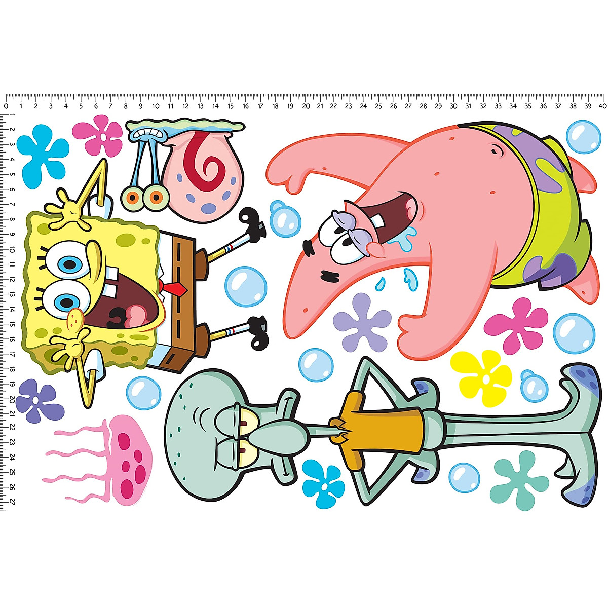 Spongebob Squarepants Characters Wall Sticker Movable Vinyl DIY Wall Art Stickers Set - Walls, Windows, Doors