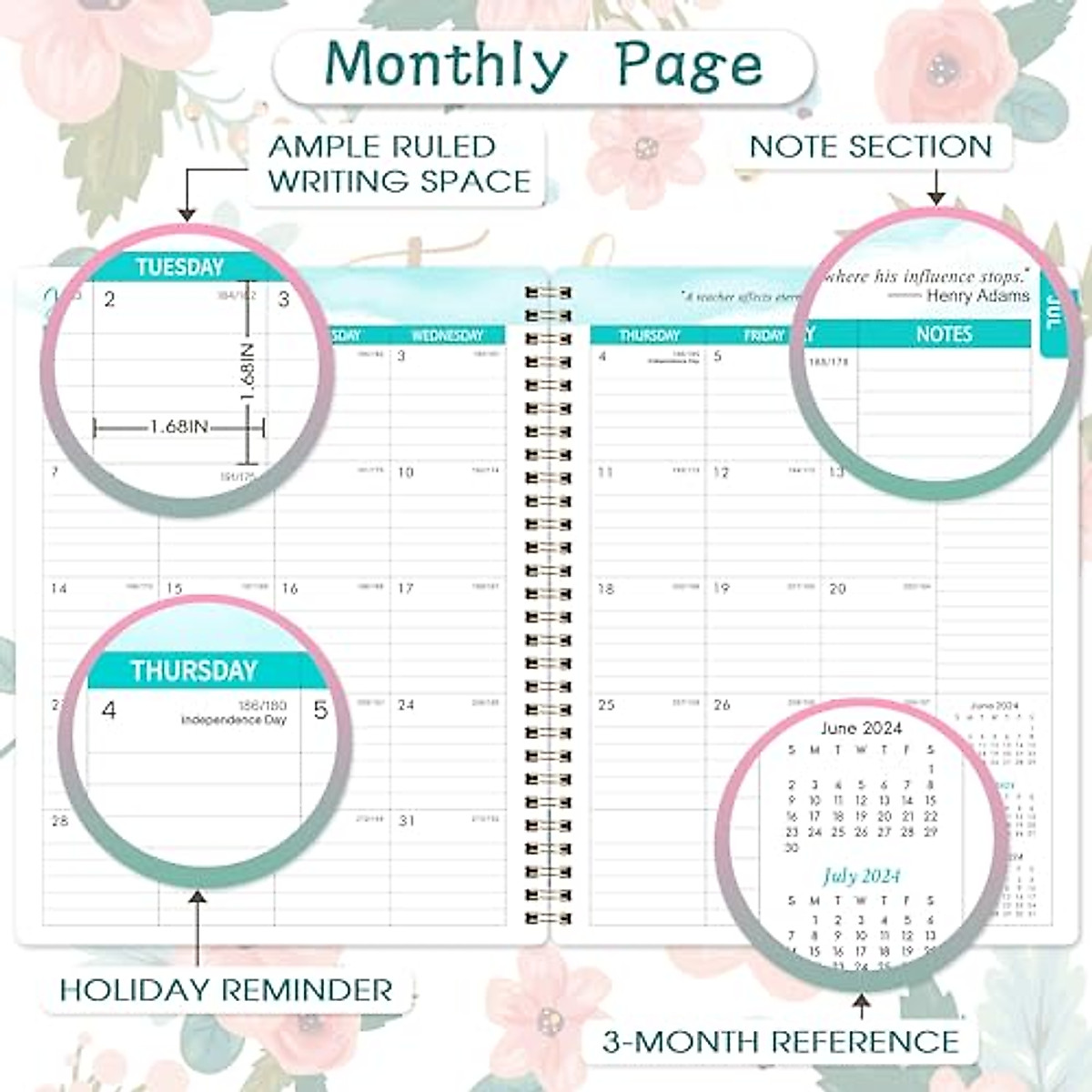 Teacher Planner 2024-2025 - Teacher Planner 2024-2025 Academic Year, July 2024 - June 2025, 8'' x 10'', Lesson Plan Book, Weekly & Monthly Lesson Planner with Quotes, Weekly Activity Schedule