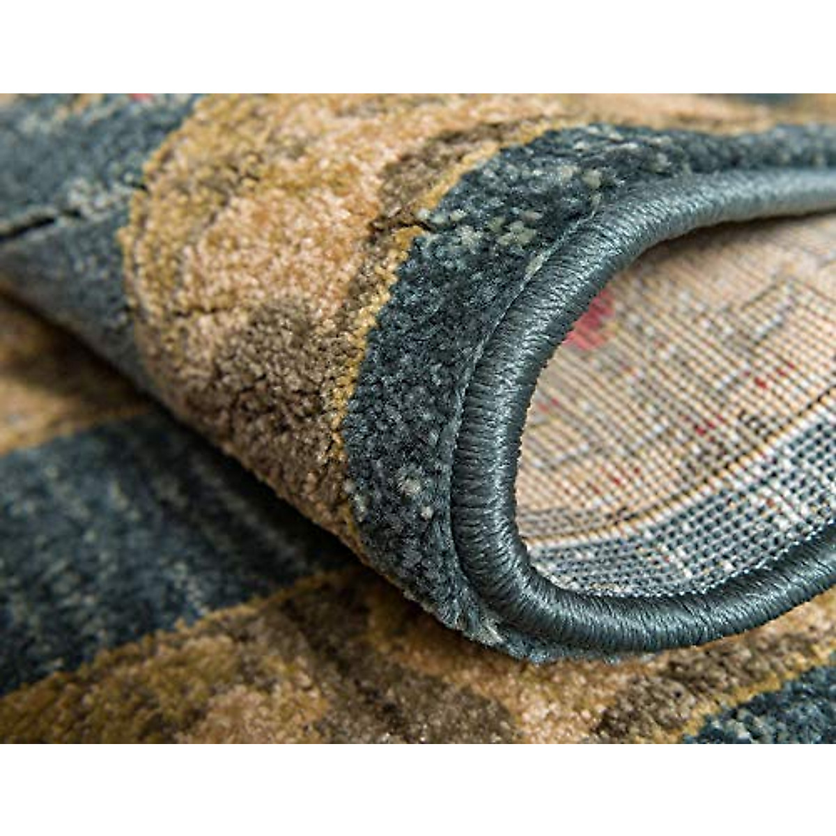 Unique Loom Edinburgh Collection Area Rug - Canmore (10'x 13' 1" Rectangle, Navy Blue/ Tan)