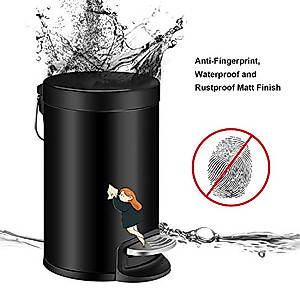 YCTEC 0.8 Gallon/3 Liter Mini Trash Can with Lid Soft Close and Removable Inner Waste Basket, Round Small Garbage Can, Step Trash Bin for Bathroom Bedroom Office Nursery, Steel Pedal, Black