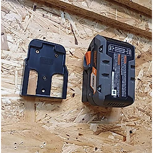 StealthMounts Ridgid Battery Holders 18v | Ridgid Battery Mounts for Ridgid 18v Power Tools | 6 Pack | Ridgid Battery Clip Organizers | Black