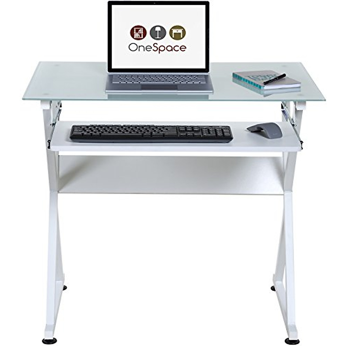 OneSpace Ultramodern Glass Computer Desk, White