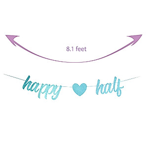 Happy Half Banner, Baby Boys/Girls' 6 Months/Half Year Birthday, Baby Shower Party Blue Gliter Paper Sign