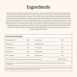 Now Fresh Grain-Free, Dry Dog Food, Real Meat and Fish, Turkey, Salmon and Duck Puppy Recipe, All Breed Size, 3.5 lb Bag