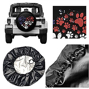 XWQWER Cat Dog Paw Heart Prints Spare Tire Cover for Camper RV SUV Trailer Truck and Many Vehicle, Universal Fit Wheel Covers Waterproof Dustproof (Diameter 23” - 33”)