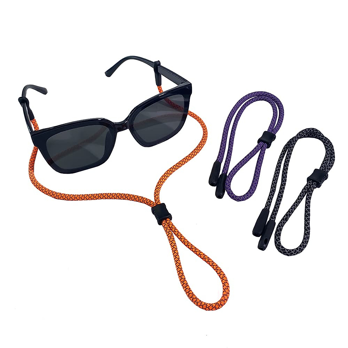 DECKER Eyewear Retainer Universal Fit Eyeglasses Lanyard 3PCS Reflective Glasses Strap One Size Fits Most Adjustable Sports Glasses Holder for Men and Women