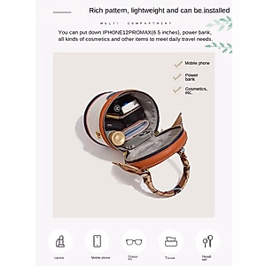 DaHeng Mini Women Retro Bucket Bag Vintage Handbag Cylinder Crossbody (White)