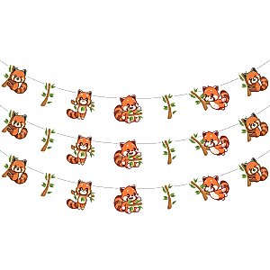 Sursurprise Red Panda Party Decorations, 3PCS Red Panda Banners, Red Panda Birthday Baby Shower Decorations Party Supplies