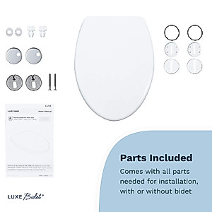 LUXE TS1008R Round Comfort Fit Toilet Seat with Slow Close, Quick Release Hinges, and Non-Slip Bumpers (White)