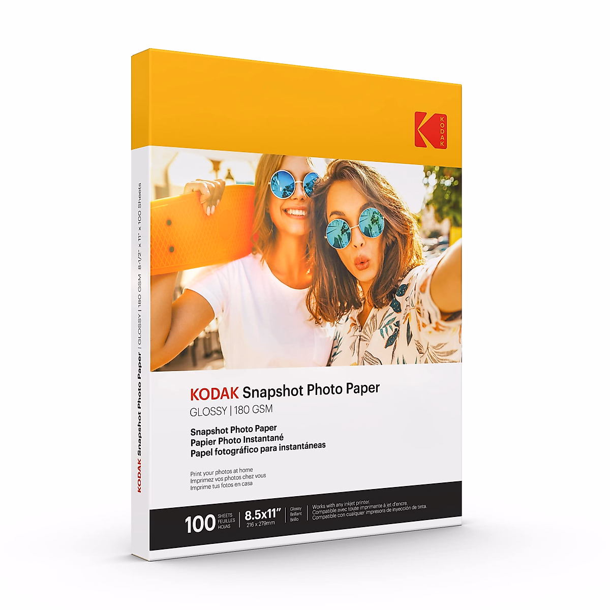 KODAK Photo Paper Gloss 8.5 X 11 SNAPSHOT 100 count, 48lb-180 g/m 2-8.5MIL (41302)