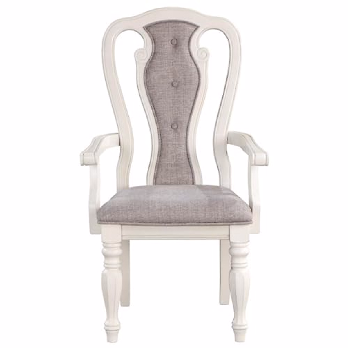 Acme Florain Wooden Arm Chairs in Gray and Antique White (Set of 2)