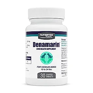 Nutramax Laboratories Denamarin Liver Health Supplement for Medium Dogs - With S-Adenosylmethionine (SAMe) and Silybin, 30 Tablets