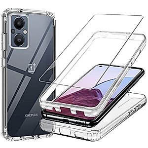 YJROP OnePlus Nord N20 5G Case: Crystal Clear Full-Body Rugged Hybrid Bumper with Tempered Glass Screen Protector