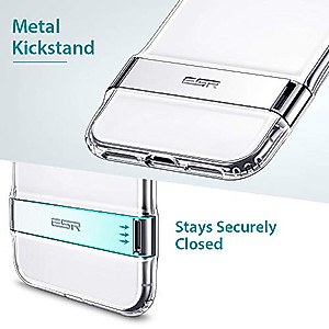ESR Metal Kickstand Case for iPhone XR, [Vertical and Horizontal Stand] [Reinforced Drop Protection] Flexible TPU Soft Back for The iPhone XR, Clear
