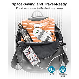 Travel Power Strip with USB Outlet,Travel Small Surge Protector Power Strip with 4ft Around Extension Cord 2 Outlets 2 USB Ports 1 USB C Outlet, Essentials for Travel Office Desk Cruise Vacation