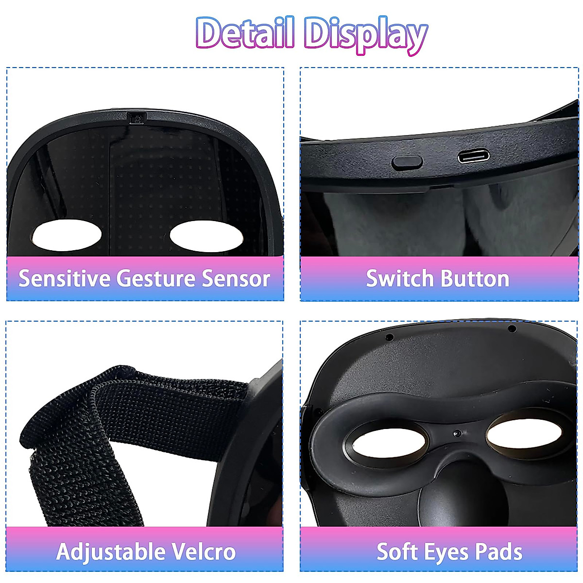 COKOTEE Kids Led Mask, Light up Mask with Gesture Sensing, Halloween Face Transforming Mask for Festival Cosplay, Parties, Gifts for Boys for Girls(Ages 5+)