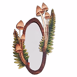 Eaarliyam Wooden Mushroom Forest Mirror, Wall Hanging Decor Vintage,Wooden Mushroom Forest Mirror, Vintage Wall Hanging Mushroom Shape Mirror Decor for Bedroom,Living Room