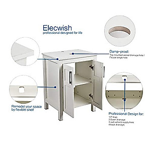 Puluomis 24 Inches Bathroom Vanity, Modern Stand Pedestal Cabinet, Wood White Fixture, Without Mirror