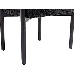 Meridian Furniture Hyatt Collection Mid-Century Modern Dining Chair, Solid Wood Finish, Rich Boucle Fabric, 26.5" W x 22" D x 28" H, Black