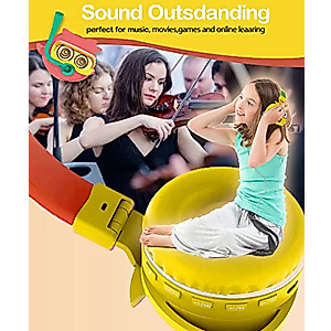 SVYHUOK Kids Bluetooth Headphones Over Ear with Mic for School, JellieMonster Wireless Headsets Bluetooth 5.0 for Boys Girls Teens, with HD Stereo Sound, for iPad, Cellphone, Tablet, PC (Yellow)