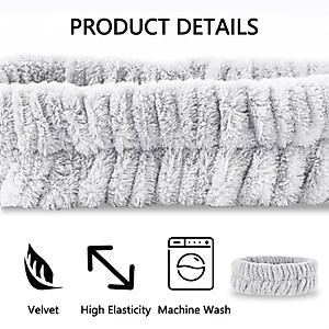 Whaline 9Pcs Washing Face Headband and Wrist Washband Set White Grey Black Makeup Headbands Soft Spa Headband Stretchy Head Wrap for Girls Women Yoga Sports Shower Hair Wrist Accessories