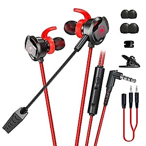 BlueFire 3.5 MM Gaming Headphone Wired Gaming Earphone Noise Cancelling Stereo Bass E-Sport Earphone with Adjustable Mic for PS4, Xbox One, Laptop, Cellphone, PC (Red)