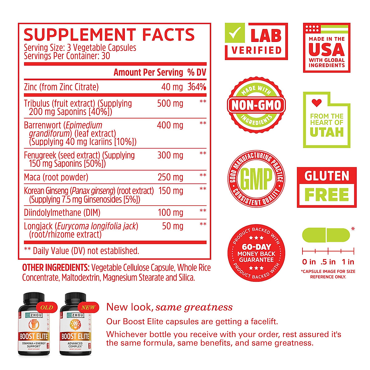 Zhou Boost Elite, Formulated to Increase Stamina & Energy Support, 30 Servings, 90 Veggie Caps