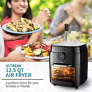 Ultrean Air Fryer oven, 12.5 Quart Airfryer Toaster Oven with Rotisserie,Bake,Dehydrator,Auto Shutoff and 8 Touch Screen Preset, 8 Accessories & 50 Recipes