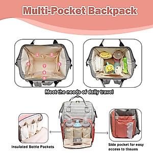 Armbq Diaper Bag Backpack Waterproof Multi-Function Diaper Bag for Baby Care Travel Essentials Baby Bag for Mom Large Capacity Pink