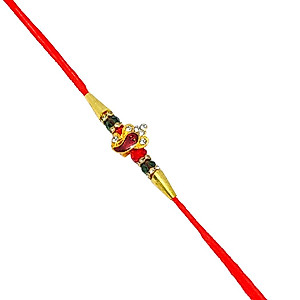 KHANDEKAR Set of 10 Pc Ganpati Pendant Rakhi for Brother Bhaiya Bhabhi Traditional Handmade Premium Quality Designer Rakhi Set with Roli Chawal, Rakhi Thread Rakhdi Bracelets