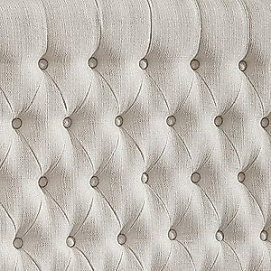 24KF Linen Upholstered Tufted Button King Headboard and Comfortable Fashional Padded King/California King Size headboard - Ivory