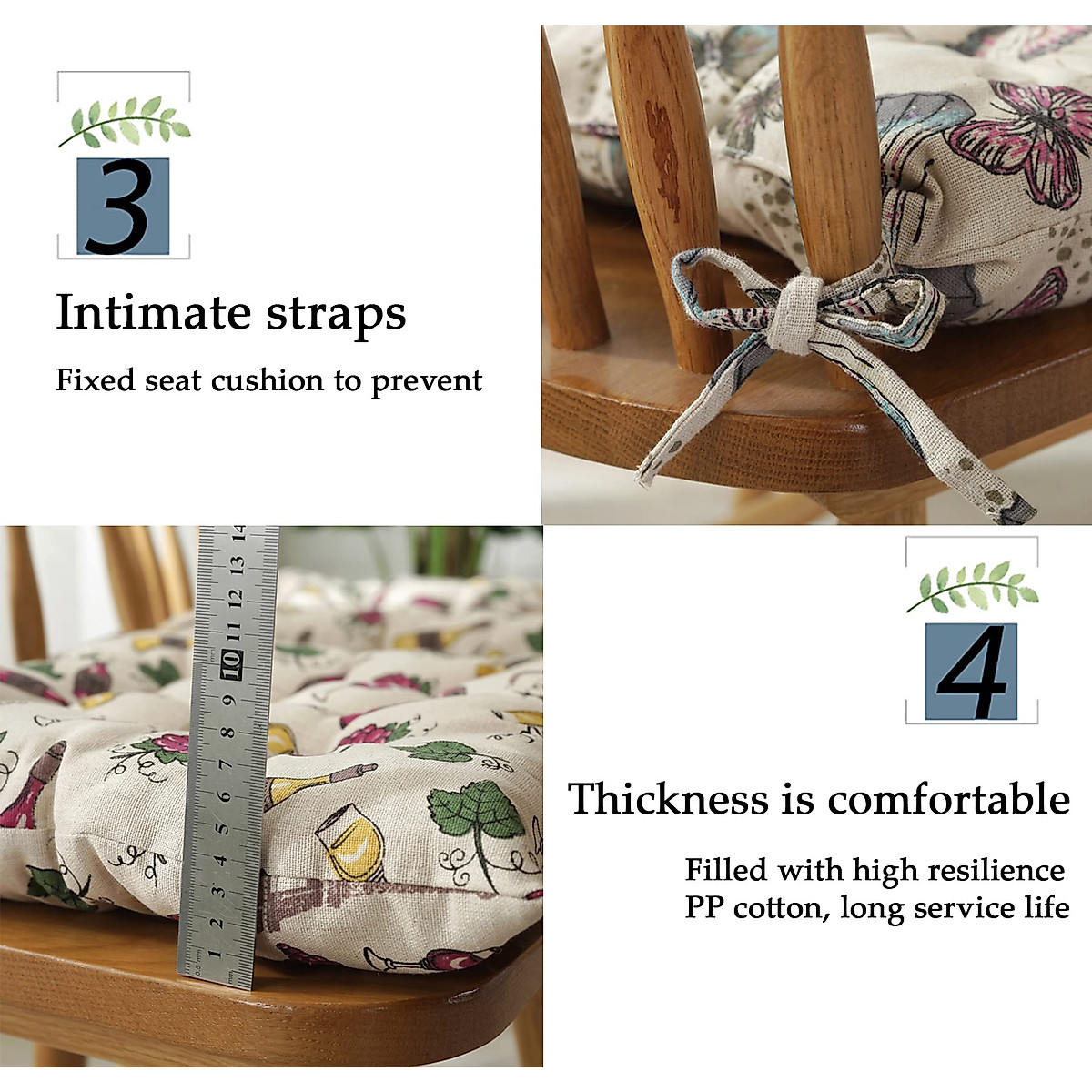 Kitchen Chair Cushions,Set of 4,Dining Chair Cushions,4pcs,Chair Cushions,Dining Room Chair Cushions for Office Room Decor,Sofa,Kitchen (Wine Grape)