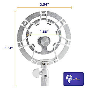 Auphonix Silver PRO Microphone Shock Mount – Shockmount Compatible w/Blue Yeti, Yeti Pro, & Snowball Mic