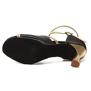 ROGMUJEN Women Girls Latin Ballroom Dance Shoes Tango Soulier Salsa Femme Party Dress Dance Shoes,2.95Inch HeelBlack,6.5US