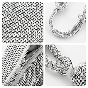 TANOSII Rhinestone Purse Crystal Evening Bag Sparkly Handbag Bling Shoulder Bag Glitter Clutch for Women Silver L