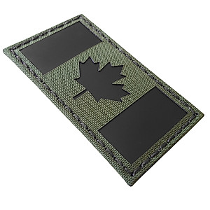 OD Green Infrared IR Canada Flag 3.5x2 Olive Drab IFF Tactical Morale Hook Patch